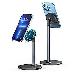 Magnetic Desk Phone Stand for iPhone 14/13/12 - Phone Holder Dock with 360°Rotation, Height&Tilt Adjustable for Office/Home Compatible with iPhone 14 Plus 13 12/13 12 Mini/13 12 Pro Max,Mag-Safe Case