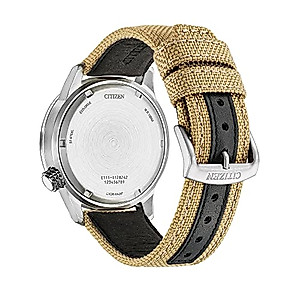 Citizen Men's Eco-Drive Weekender Avion Field Watch in Stainless Steel with Khaki Nylon Strap, Black Dial (Model: BM7550-01E)