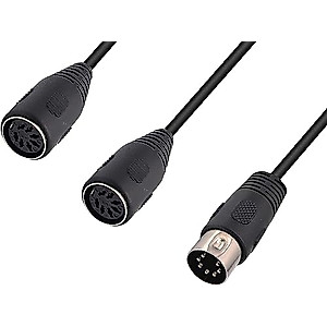zdyCGTime 7 Pin Din Splitter Cable,DIN 7-Pin Splitter Y Adapter MIDI Cable 7- Pin Plug Male to 2 DIN Female Jack Adapter Y Lead for Bang Olufsen Naim Quad Stereo Systems (30cm/1ft) (7pin)