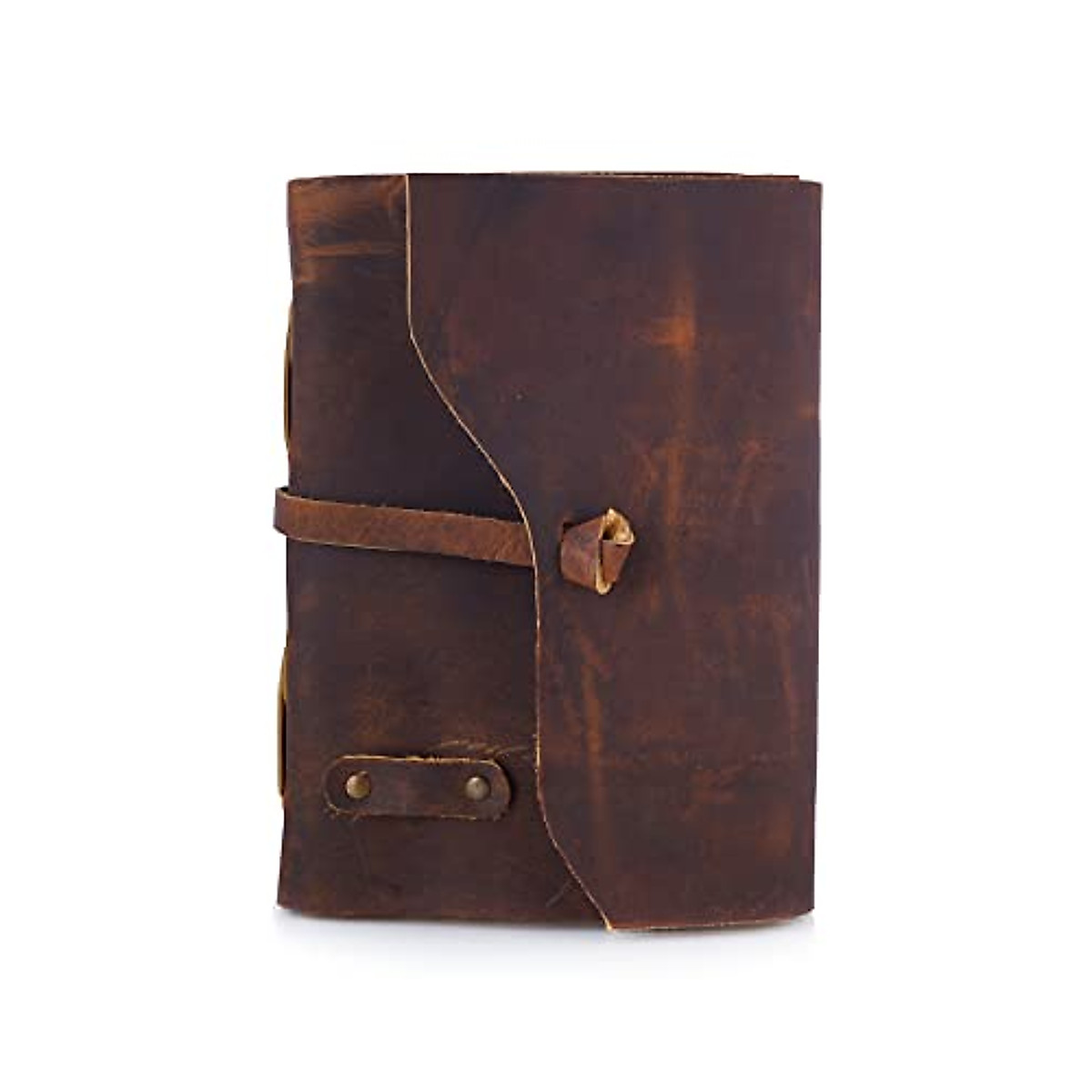 Burhano crafts vintage leather journal with key leather bound journal key closer Antique Handmade Deckle Edge Vintage Paper Leather Book of shadows - perfect for writing (8x6)