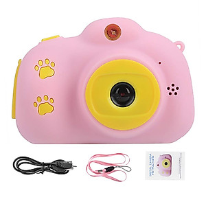 Kids Digital Camera, Cartoon Digital Camera, Mini Toy Camera for Girls Boys Birthday Gifts, with 2.0 Inch IPS Screen, Antilost Rope, Support Multilanguage, Pink (Pink)