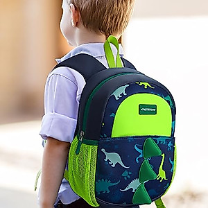 mommore Toddler Backpack, Kids Backpack with Leash, Dinosaur Backpack for Boys 2-4, Cute 3D Cartoon Preschool Kindergarten Backpacks, Green