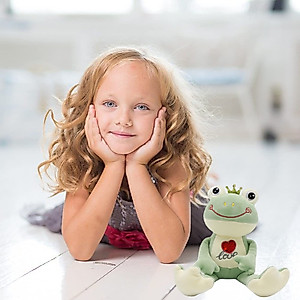 CAZOYEE Soft Frog Plush Stuffed Animal, Long-Leg Plush Frog Doll, Cute Stuffed Frog Plushies Gift for Kids, Creative Plush Frog Decoration, 8.8" (Heart)