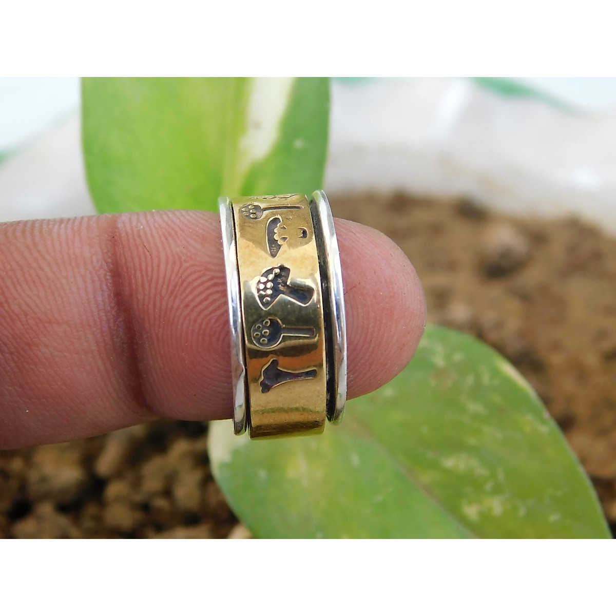 Personalized Silver Ring* solid Sterling Silver* Mushroom spinner Ring* Wedding Band* Forest Jewelry* Engraved Ring* Stocking Stuffer* anxiety ring* (7)