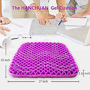 Gel Seat Cushion Comfort Honeycomb Egg Crate Design Gel Pad Provides Excellent Support For Lower Back, Spine, Hips Promotes Venting & Good Sitting Posture For Office Chair Car Sitter Wheelchair