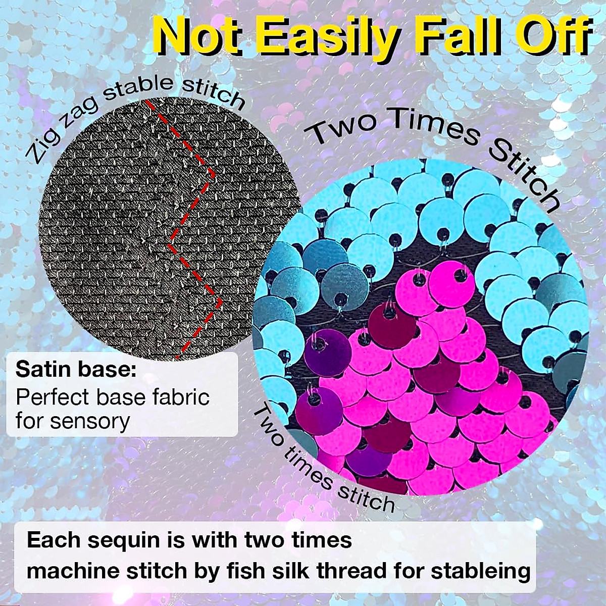 5MM Not Falling Sensory Wall for Kids Sequin Flip Fabric High Density Reversible Sensory Graffiti Fabric Sequin Fabric by The Yard Mermaid Fabric Purple to Blue-0.5yd, 50” x 18”