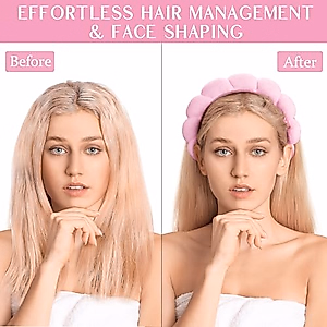 ERHIRY Spa Headband for Washing Face, Makeup Headband and Wristband Set - Pink (3 Count Silk and Flannel Materials, Absorbs Water, Hand-Washable, For Women Adults)