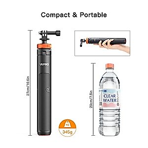 UURig Extendable Selfie Stick Tripod for GoPro Max Hero 10 9 8 7 6 5 4, DJI Osmo Action, Insta 360 One R and More Action Camera（50.7''）