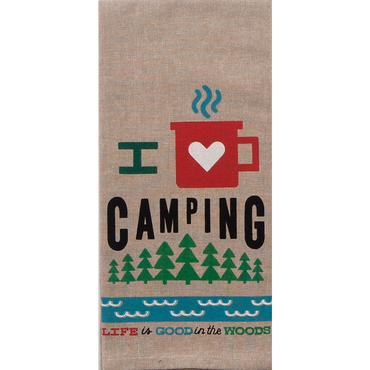 Kay Dee Designs Camping Adventures Chambray Tea Towel Set of 3: Bundle Designs Include: Have an Adventure - I Heart Camping - Happy Camper