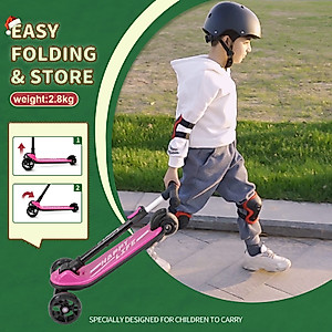 besrey Kick Scooter for Kids Ages 3-10, 3 Wheel Scooter for Kids with Adjustable Height, Folding Kids Scooter with LED Light Wheels Rear Brak Extra Wide Deck Outdoor Activities for Boys/Girls (Pink)
