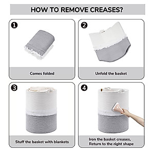 CherryNow Tall Laundry Hamper Baby Hamper for Nursery, Kids, Clothes Basket for Bedroom, Decorative Basket for Home Decor, Rope Laundry Basket Organizer, 16 x 22 inches, 69L, Grey