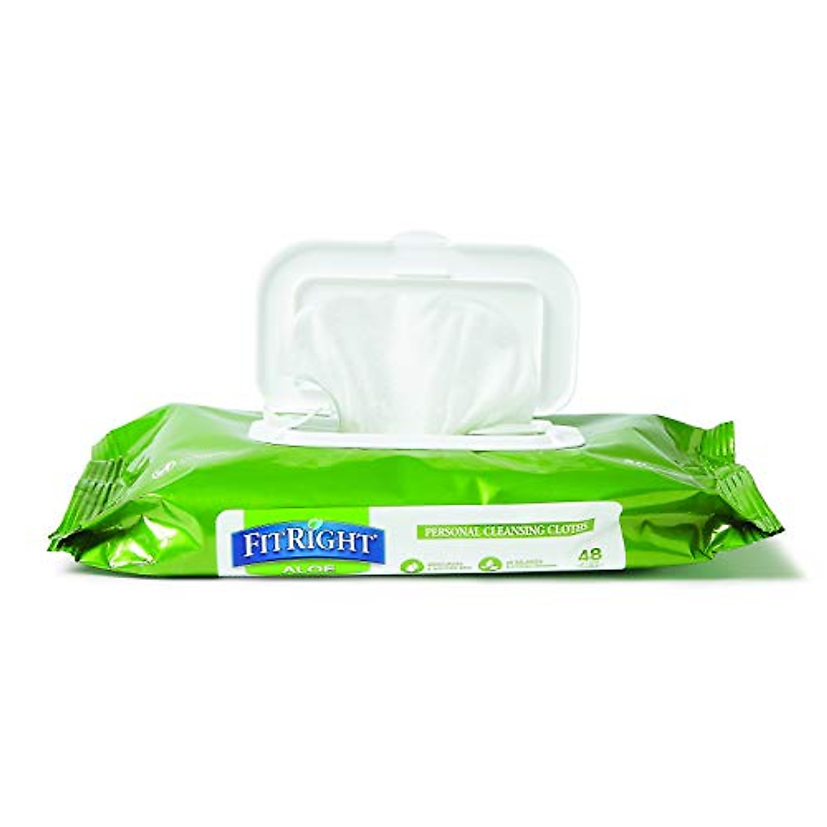 Medline FitRight Aloe Personal Cleansing Cloth Wipes, Scented, Pack of 48, 8 x 12 inch Adult Large Incontinence Wipes