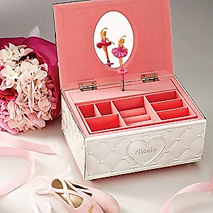 Lenox Personalized Childhood Memories Ballerina Jewelry Box, Custom Engraved Musical Jewelry Organizer, My First Jewelry Box for Kids, Children, Little Girls Pink