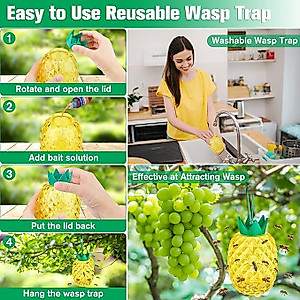 Wasp Traps Catcher - Honey Bee Trap, Insect Catcher, Wasp Trap, Bee Trap, Outdoor Wasp .Reusable Insects Traps Bee Catcher for Hornets, Yellow
