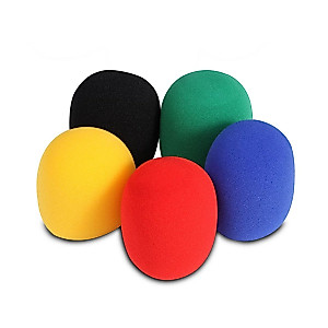 On-Stage ASWS58C5 Multi-Color Microphone Windscreens, 5 Pack,Black