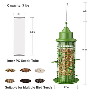 Bird Feeders for Outdoors Hanging, Squirrel Proof Wild Bird Feeder for Outside, Metal Hanging Bird Seed Feeders for Cardinal, Finch, Sparrow, Blue Jay, 3LBs, 4 Ports, Chew-Proof, Weather-Resistant
