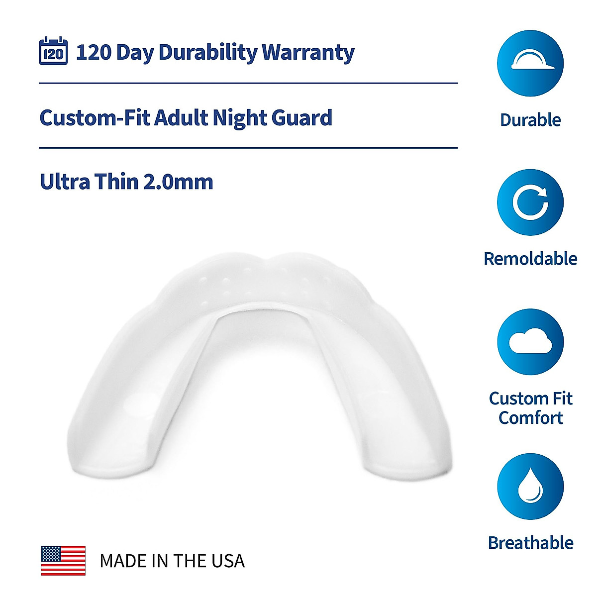 SOVA 3D Night Guard with Case - 2.0mm Thin - Custom-Molded Fit - Protects Against Nighttime Teeth Grinding & Clenching - FSA/HSA Eligible - Odor & Taste Free - Remoldable Up to 20 Times - Non Toxic