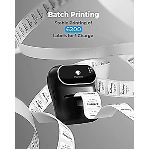Phomemo Barcode Printer M110 Label Printer, Upgraded Bluetooth Portable Thermal Label Maker for Small Business, Address, Office, Home for Phone; for PC/Mac(USB), with 100pcs Labels, Ebony Black