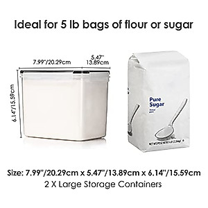 Vtopmart Airtight Food Storage Containers 6 Pieces - Plastic BPA Free Kitchen Pantry Storage Containers for Sugar,Flour and Baking Supplies - Dishwasher Safe - Include 24 Labels, Black