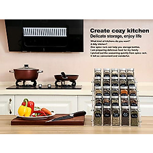 AmHoo Acrylic Spice Rack - 5 Tiers Seasoning Shelf Kitchen Spice Rack Organizer for Cabinets