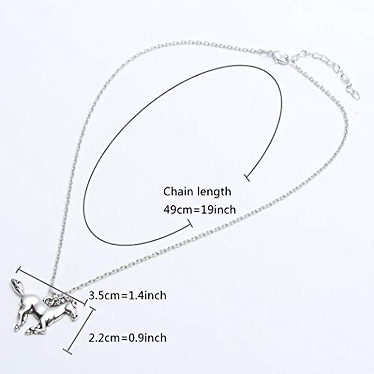 BANCHELLE Horse Pendant Horse Necklaces with Pouch Silver