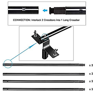 Emart Triple Crossbar 10 ft Wide 8.5 ft Height Backdrop Stand, Photo Video Studio Heavy Duty Adjustable Photography Muslin Background Support System Kit - 3 in 1 Multi Backdrop Stand
