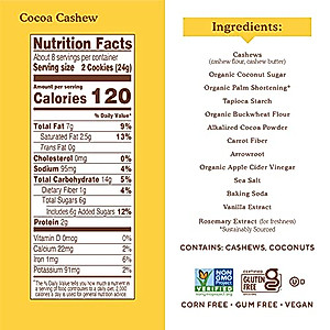 Simple Mills Cocoa Cashew Crème Sandwich Cookies - Gluten Free, Vegan, Healthy Snacks, 6.7 Ounce (Pack of 1)