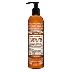 Dr. Bronner's - Organic Lotion (Orange Lavender, 8 Ounce) - Body Lotion and Moisturizer, Certified Organic, Soothing for Hands, Face and Body, Highly Emollient, Nourishes and Hydrates, Vegan, Non-GMO