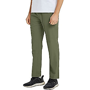 BASUDAM Men's Athletic Pants Thin Lightweight Quick Dry Zipper Pockets Outdoor Sports Pants for Running Jogging Hiking Army Green L