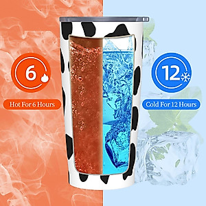 Black And White Cow Pattern 20oz Tumbler Stainless Steel Vacuum Insulated Double Wall Travel Tumbler, Durable Insulated Coffee Mug, Thermal Cup With Lid and Straw for Hot & Cold Drinks