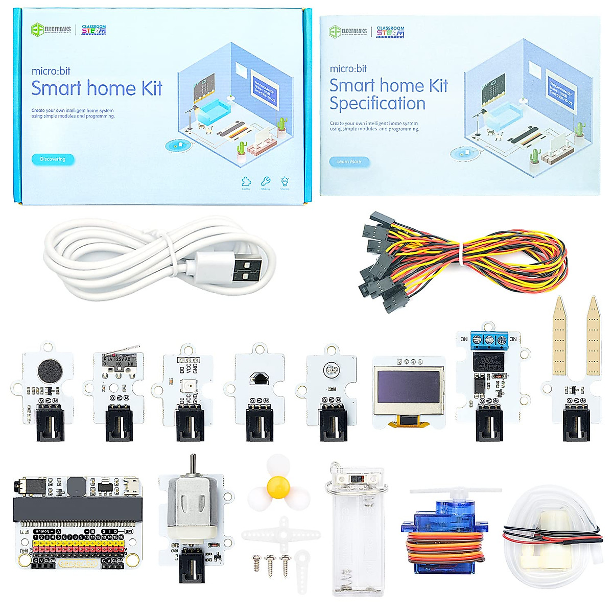 ELECFREAKS microbit Smart Home Kit for Kid Micro:bit Sensor Starter Kit Octopus Series Sensor, DIY Programming STEM kit with Basic Coding Electronics Modules and Wiki Tutorial(Without Micro:bit)