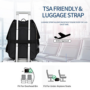 EMPSIGN 15.6 Inch Laptop Backpack Laptop Bag for Women Men, Business Work School Travel Backpack with USB Charging Port, Waterproof Backpack Purse for Women College Computer Book Bag, Black