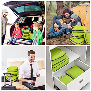 Gonex Compression Packing Cubes, 4pcs Expandable Storage Travel Luggage Bags Organizers (Green)