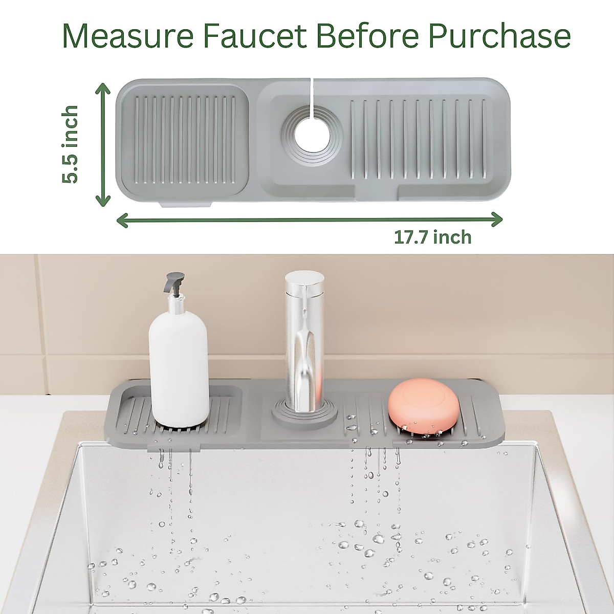 Kitchen Sink Splash Guard 5° Sloped, Silicone Draining Mat for Kitchen Sink, Faucet Mat For Kitchen Sink, Silicone Sink Splash Guard From Luxury Lineup