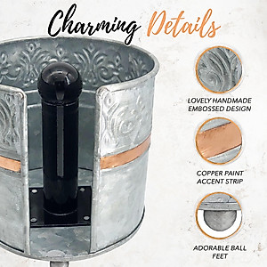 Autumn Alley Farmhouse Galvanized Kitchen Paper Towel Holder – Vintage Style Weighted Countertop Design – Rustic Warm Copper Accent with Galvanized Metal for Industrial Flair