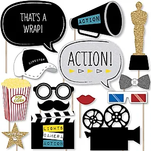 Big Dot of Happiness Movie - Hollywood Party Photo Booth Props Kit 20 Count