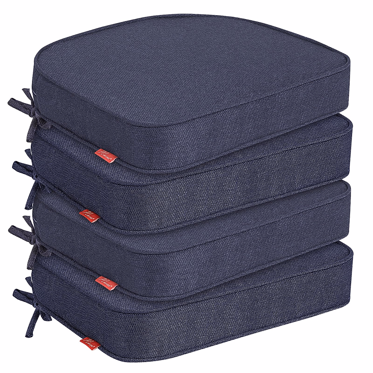 Pcinfuns Indoor/Outdoor Memory Foam Chair Cushions,Thick 19"x19"x3" Chair Cushion for Patio Furniture,Water-Resistant Durable Seat Pads with Ties,Blue Grey,4 Pack