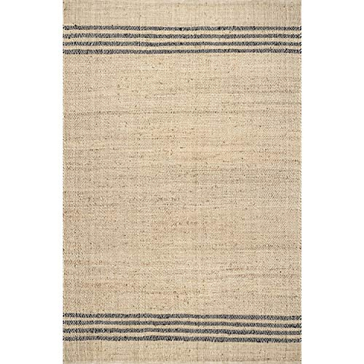 nuLOOM Jackie Hand Loomed Striped Jute and Cotton Area Rug, 10' x 14', Natural