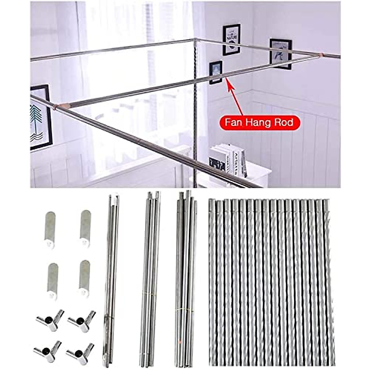 Stainless Steel Canopy Bed Frame,Mosquito Net Door Quattro Canopy Frame, Canopy Frame, Single/Double/King-Size Bed Frame (Color : Silver, Size : 1.8x2m Bed)