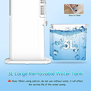 Portable Air Conditioners, Evaporative Air Cooler & Air Conditioner for Room w/3 Speeds & Cooling Mode, 52° Oscillation, 12H Timer, Remote, Portable AC Swamp Cooler for Room Home Office
