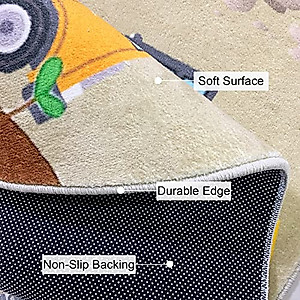 USTIDE Thick Kids Rug Play Mat 4'x6',Cartoon Construction Area Rug Excavator Digger Kids Carpet Boys Girls Bedroom Rugs Floor Carpet Playroom Rug Nonslip Crawling Mat Plush Nursery Rug