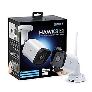 Geeni Hawk 3 Outdoor Camera for Home Security, Smart Surveillance, WiFi, Night Vision, Motion Alert, 2-Way Audio, 1080p HD, Works with Alexa, Google Home - 1 Pack