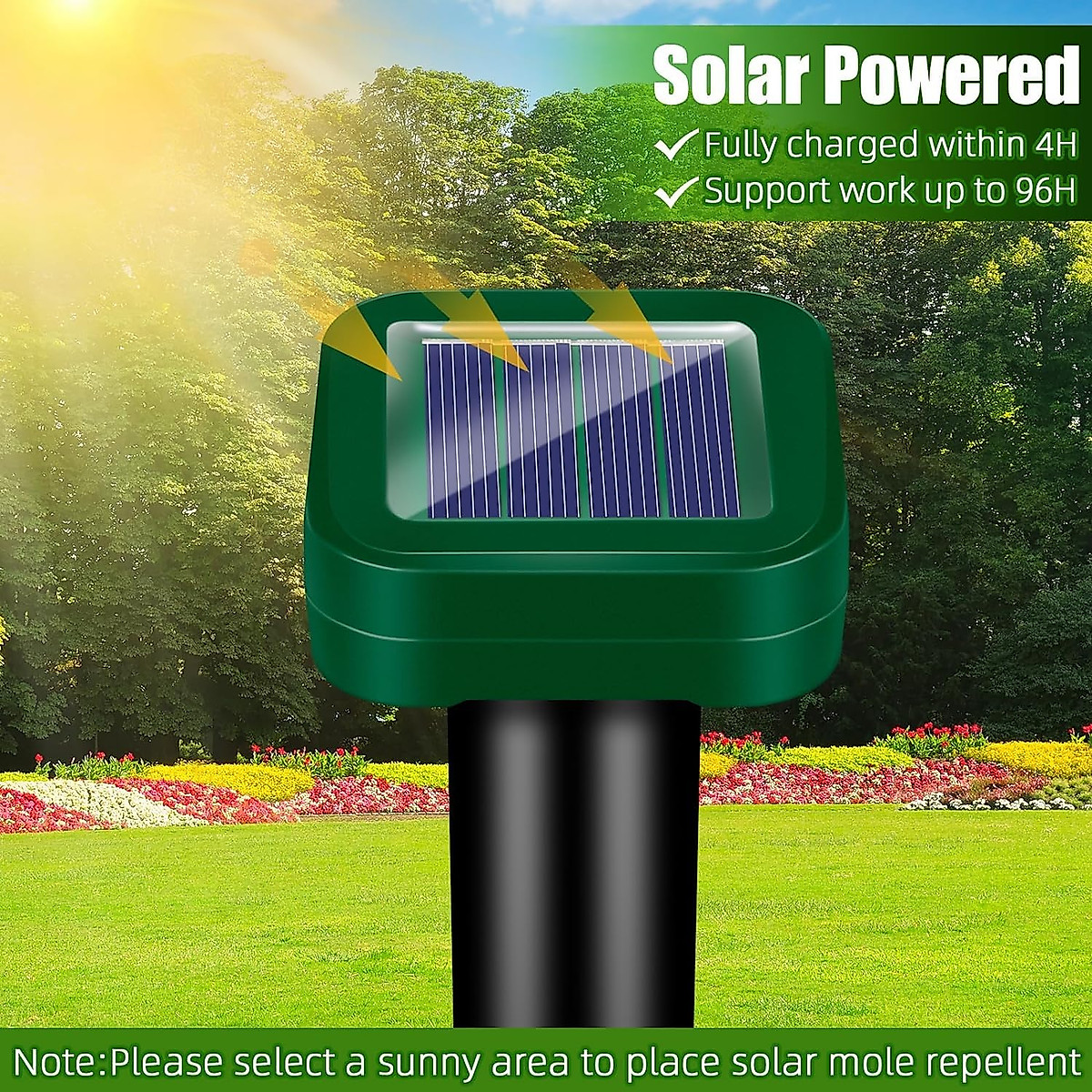 8 Pack Solar Mole Repellent Spikes, Ultrasonic Animal Repellent Outdoor Solar Powered Waterproof Sonic Burrowing Mole Deterrent Stake for Mole Vole Groundhog Gopher Armadillo Snake for Yard Lawns