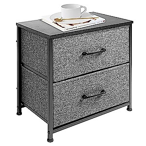 ODIKA Fabric Nightstand, Storage Dresser, End Table, Removable Bins, Blue Gray Bins, Black Base