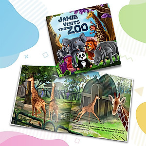 Personalized Story Book by Dinkleboo - Visits The Zoo - for Children Aged 2 to 8 Years Old - A Story About Your Child Going to The Zoo - Soft Cover - Smooth, Glossy Finish (8"x 8")