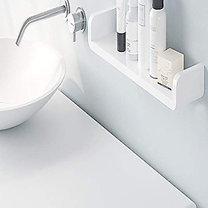 AIYoo White Floating Shelf Decor Wall Mounted Shelves, No Drilling Adhesive Hanging Wall Shelf for Bathroom Kitchen Office Living Room and Bedroom Storage -7 Inch