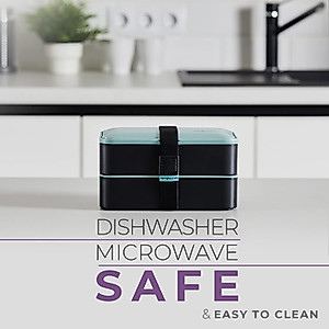 Bentoheaven Premium Bento Lunch Box with Insulated Lunch Bag - Includes Sauce Cup, Divider, Cutlery & Chopsticks - Made of Durable Aluminum and Foam