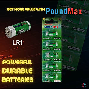 5 X PoundMax 910A LR1 N Type MN9100 1.5V Alkaline Batteries