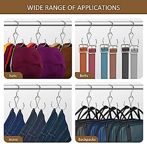 ZEDODIER 6 Pack Purse Hanger Organizer for Closet, Heavy Duty Rotatable Purse Holder with 12 Storage Capacity, Bag Storage Rack for Purses Bags Backpacks, Silver