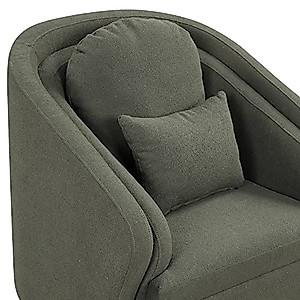 Goohome Mid Century Modern Accent Chair Single Sofa Comfy Upholstered Armchair Living Room Furniture, ReadingChair with Lumbar Pillow and Metal Legs for Bedroom, Lounge